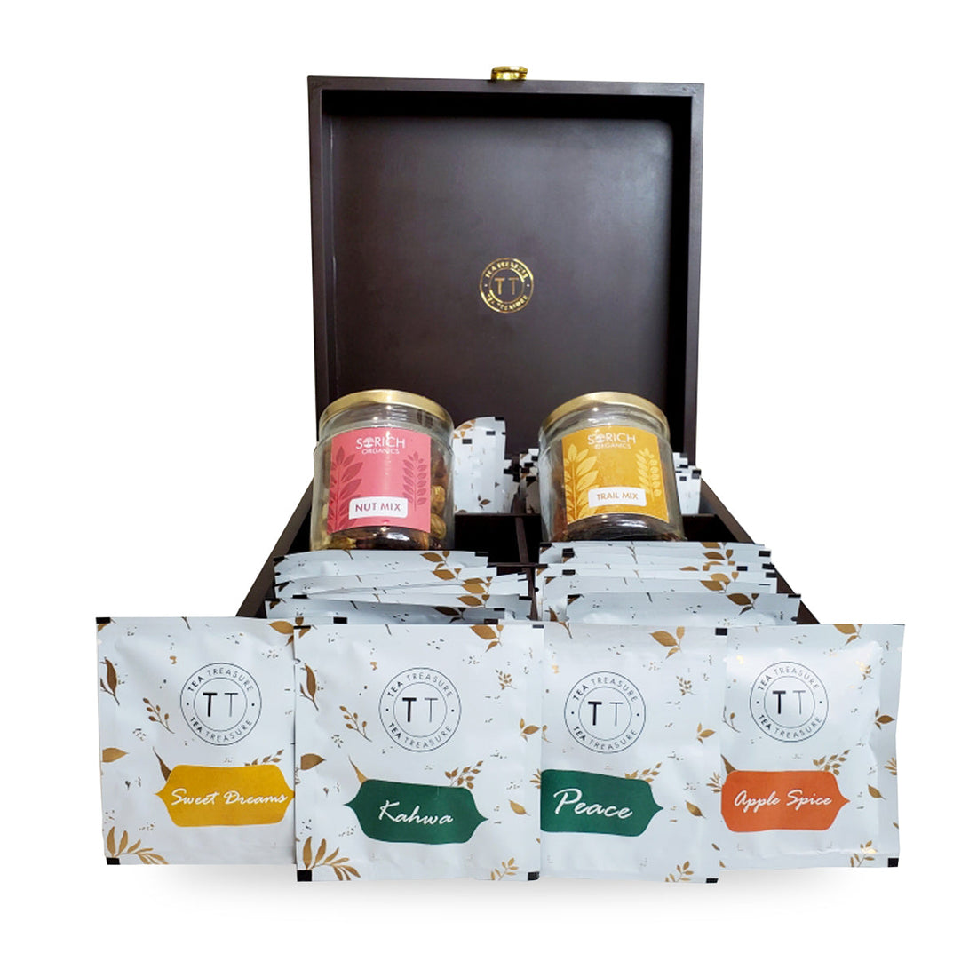 Wooden Tea Chest - 40 Pyramid Tea Bags - Peace, Kahwa, Sweet Dreams, A ...